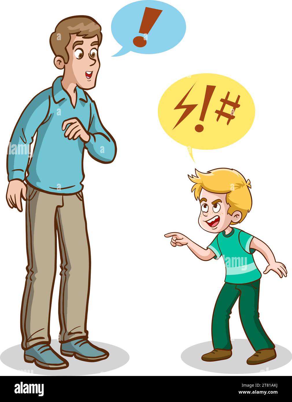 Caricature Illustration of Father Talking to Son Angry with Speech ... Caricature Illustration of Father Talking to Son Angry with Speech ...