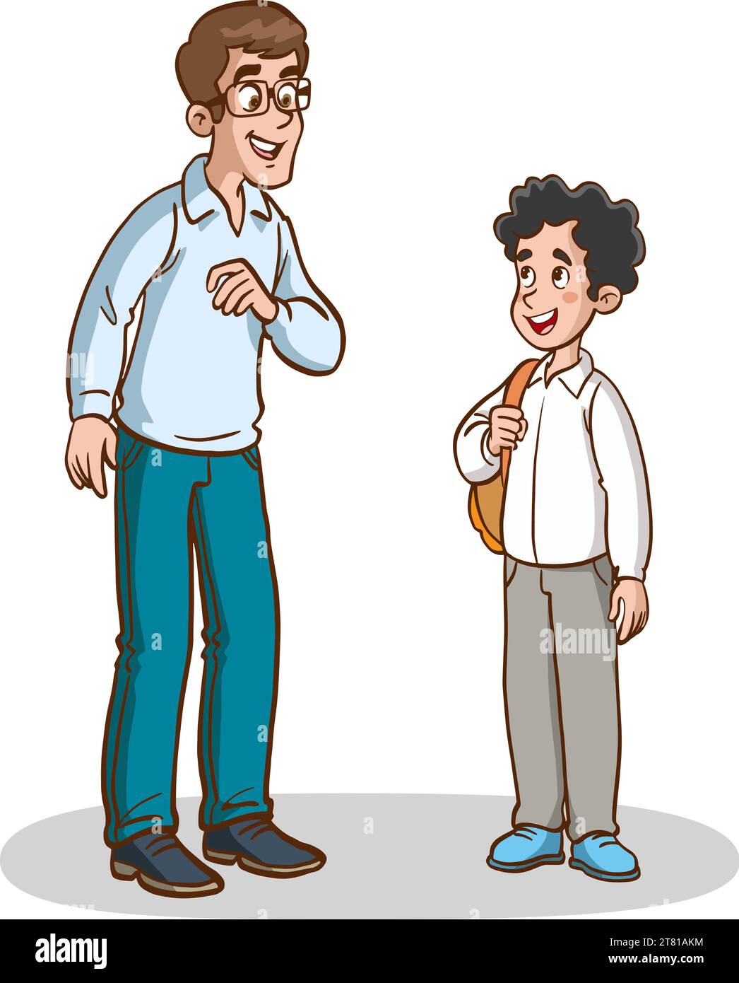 children and man standing talking.father and children talking vector ...