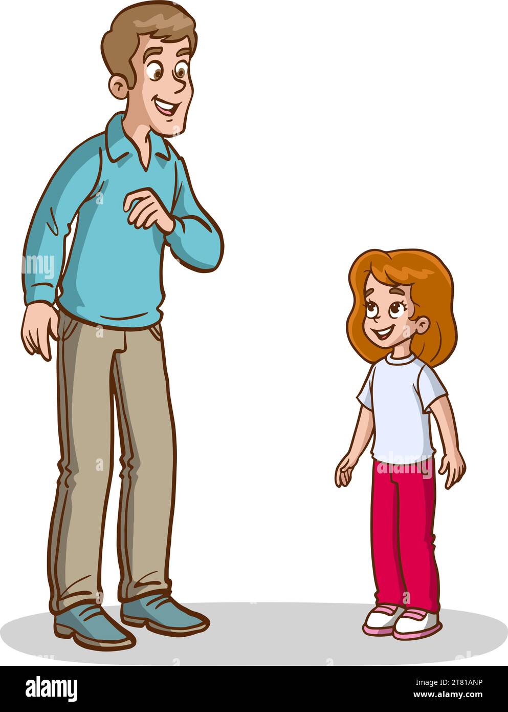 children and man standing talking.father and children talking vector ...
