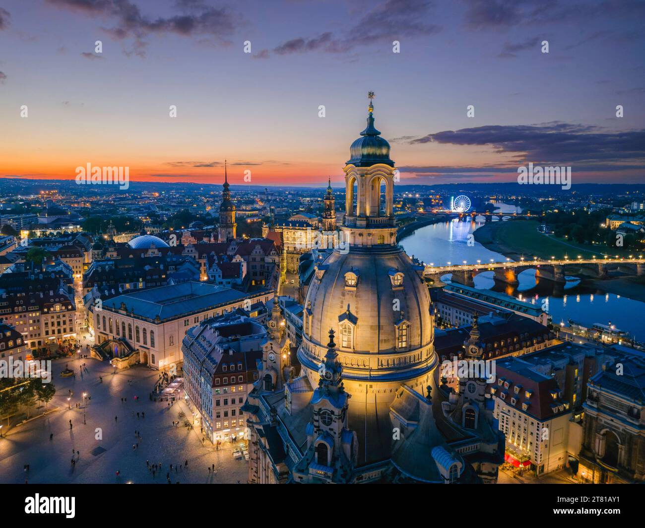 Dresden Altstadt Luftbild historisches Stadtzentrum von Dresden, mit ...