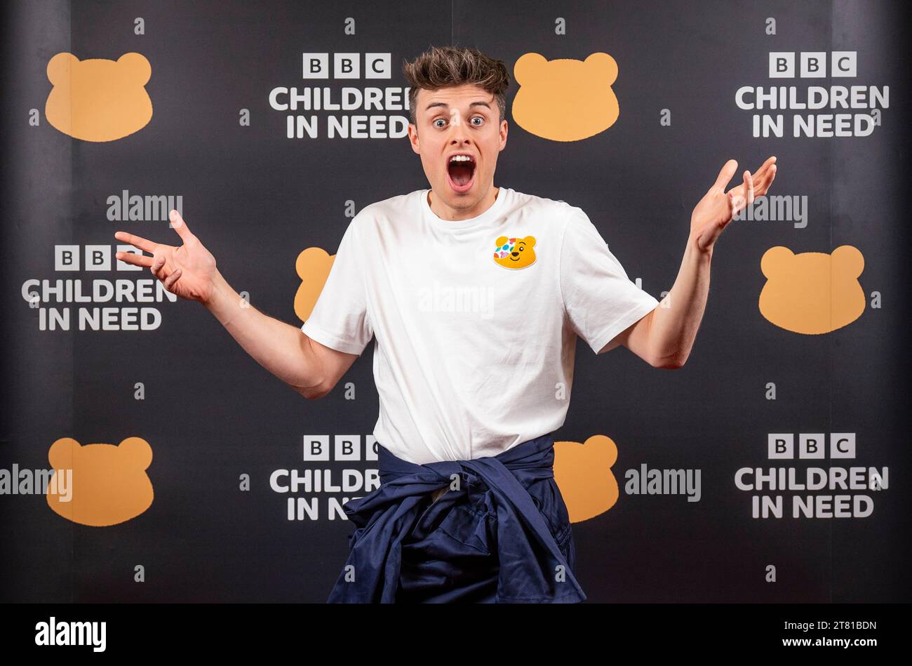 Joe Tasker at the BBC Children In Need telethon at BBC Studios in ...