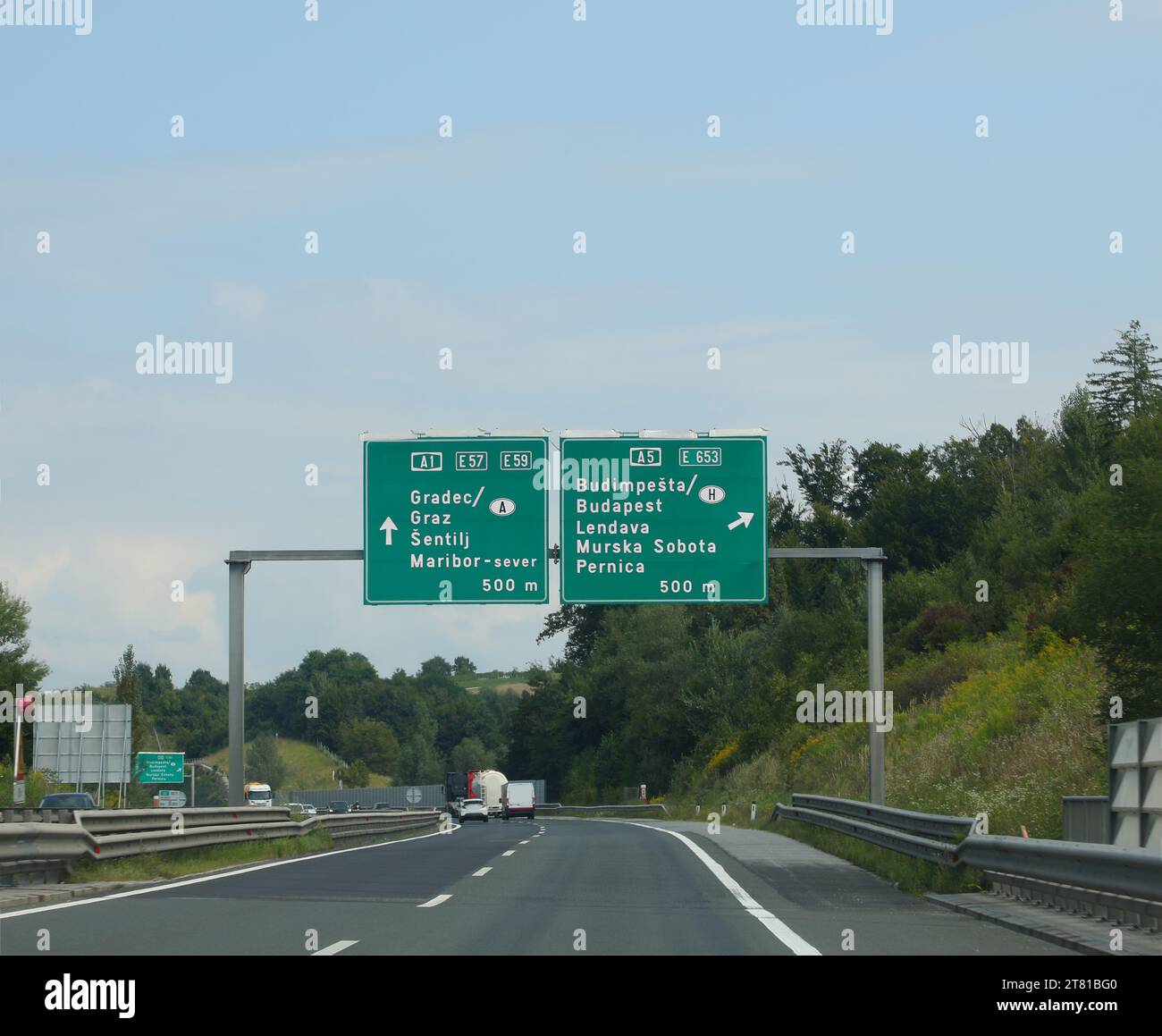 road signs on the motorways to reach Austrian cities or the border ...