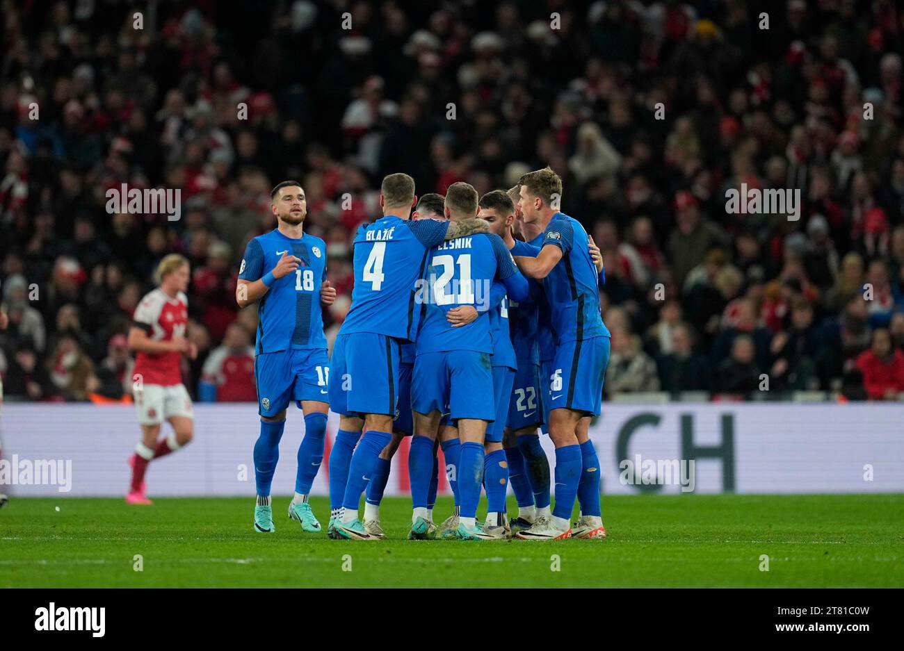 Parken, Copenhagen, Denmark. 17th Nov, 2023. Erik JanÅ¾a (Slovenia ...