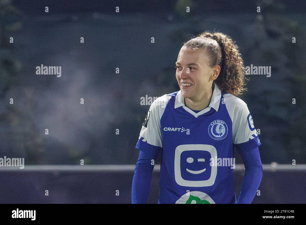 Gent, Belgium. 17th Nov, 2023. Gent's Alixe Bosteels celebrates after ...