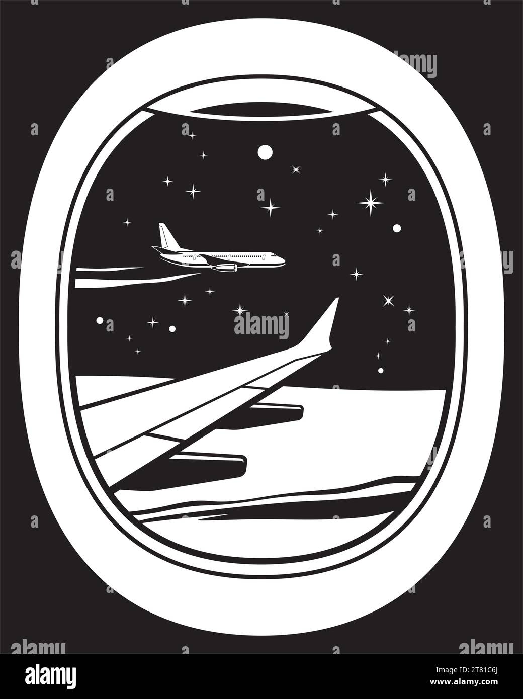 View from window of passenger aircraft to the sky – vector illustration ...