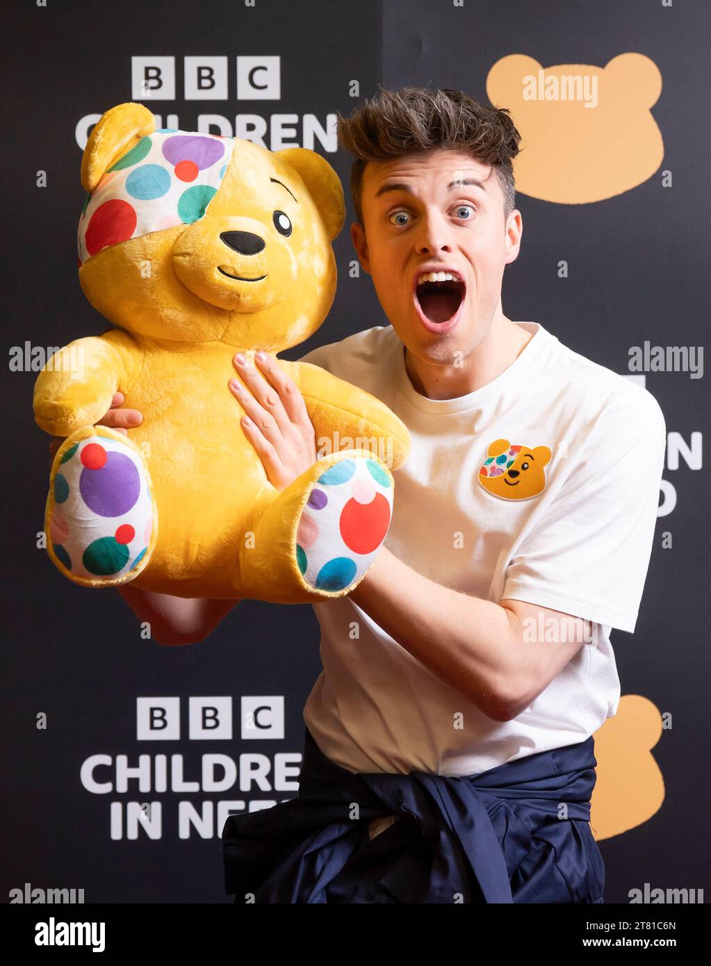 Joe Tasker at the BBC Children In Need telethon at BBC Studios in ...