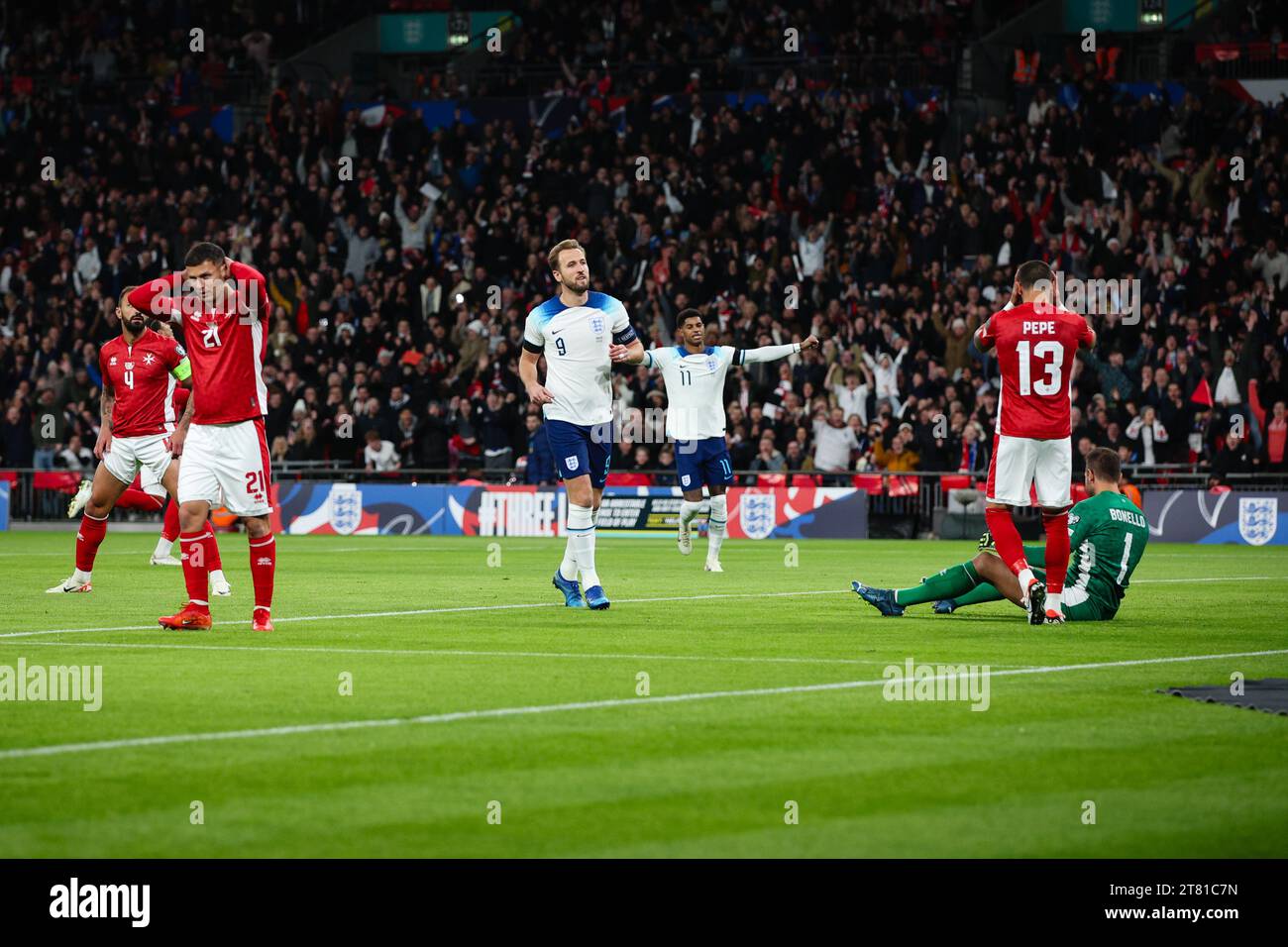 LONDON, UK - 17th Nov 2023: Enrico Pepe of Malta reacts to scoring an ...
