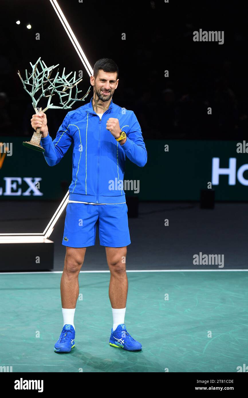 Novak DJOKOVIC of Serbia and Grigor DIMITROV of Bulgaria during the Rolex Paris Masters, ATP ...
