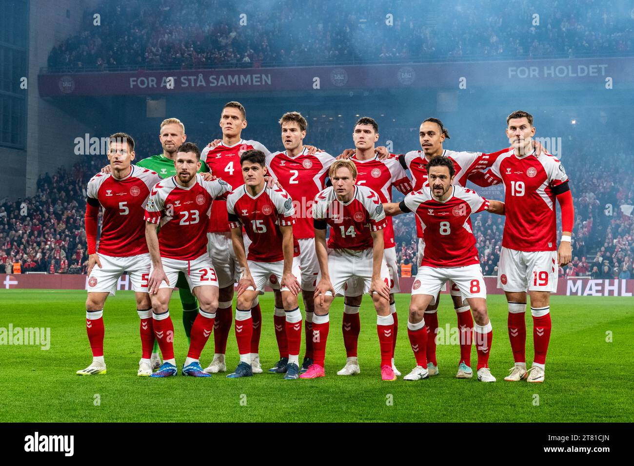 Copenhagen, Denmark. 17th Nov, 2023. The starting-11 of Denmark for the ...