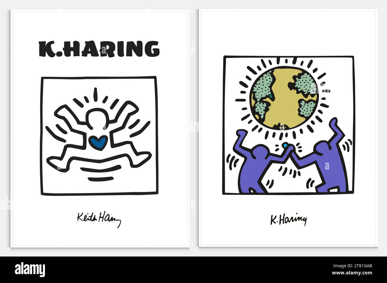 Contains Abstract Art Set in Keith Haring Style, Modern Art Collection ...