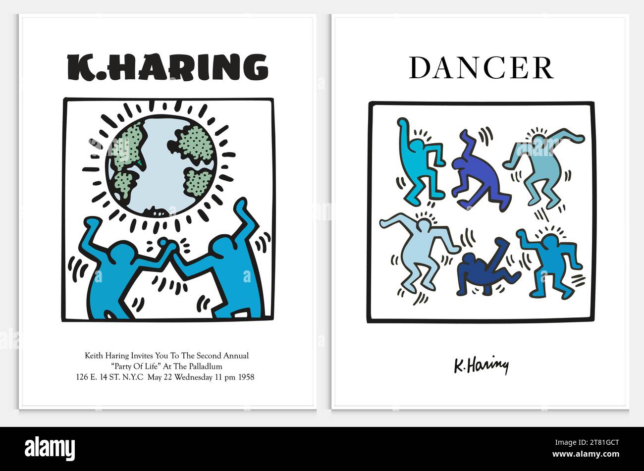 Contains Abstract Art Set in Keith Haring Style, Modern Art Collection ...