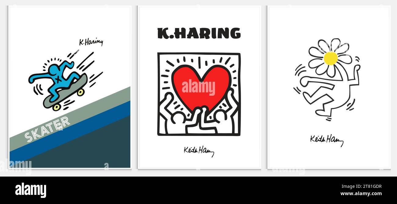 Contains Abstract Art Set in Keith Haring Style, Modern Art Collection ...