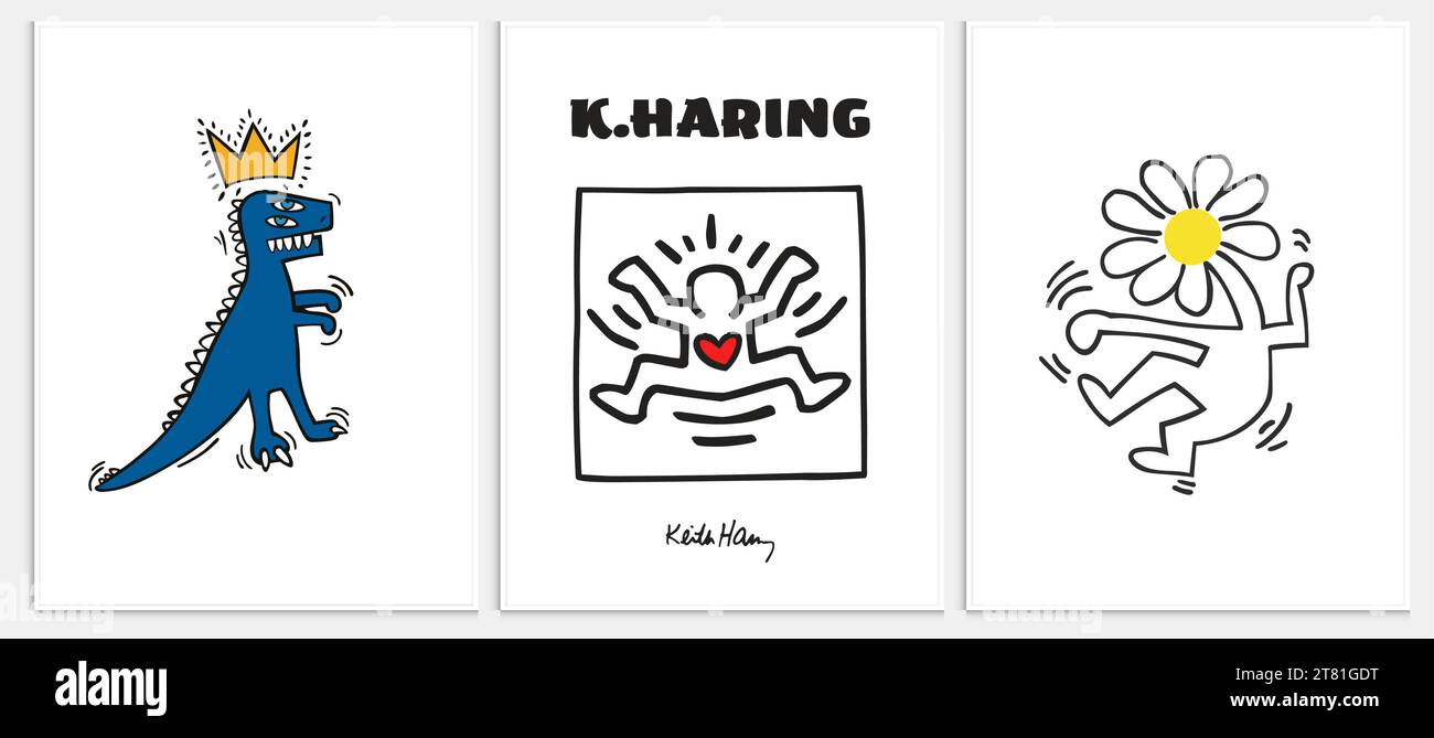 Contains Abstract Art Set in Keith Haring Style, Modern Art Collection ...