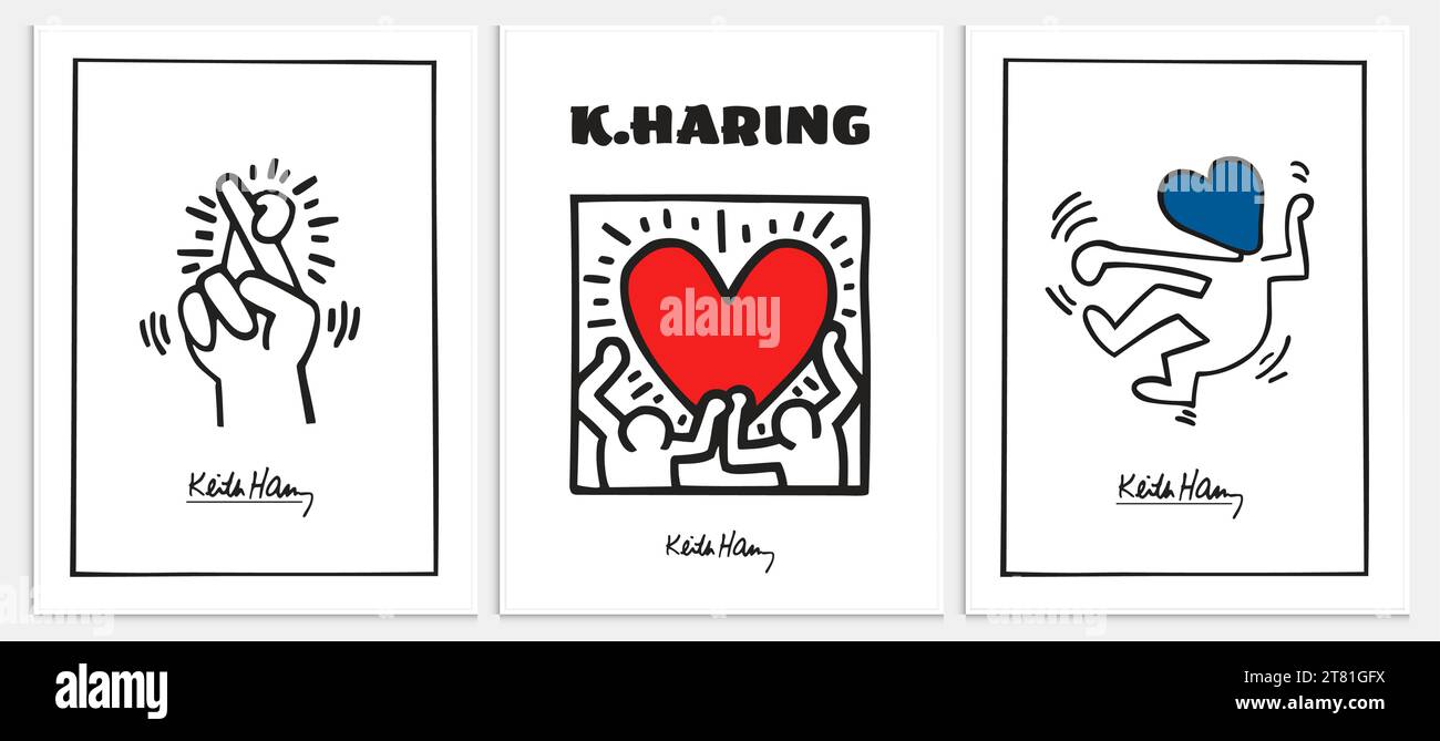 Contains Abstract Art Set in Keith Haring Style, Modern Art Collection ...