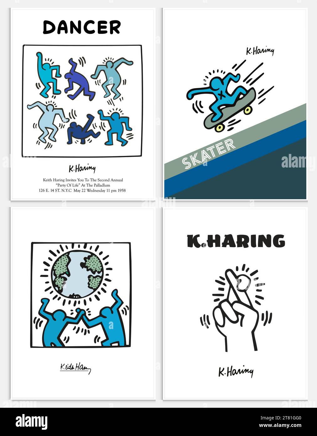 Contains Abstract Art Set in Keith Haring Style, Modern Art Collection ...