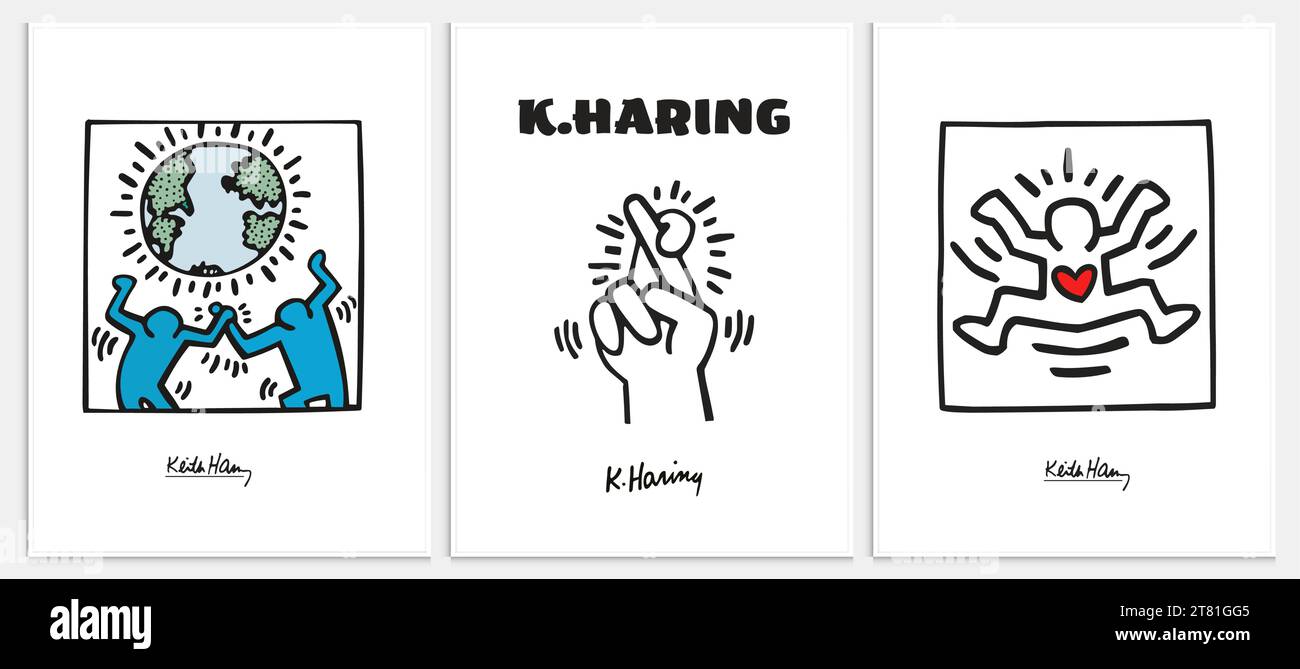 Contains Abstract Art Set in Keith Haring Style, Modern Art Collection ...