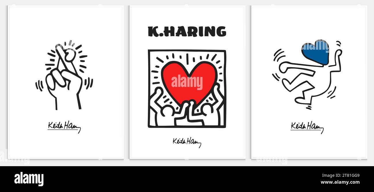 Contains Abstract Art Set in Keith Haring Style, Modern Art Collection ...