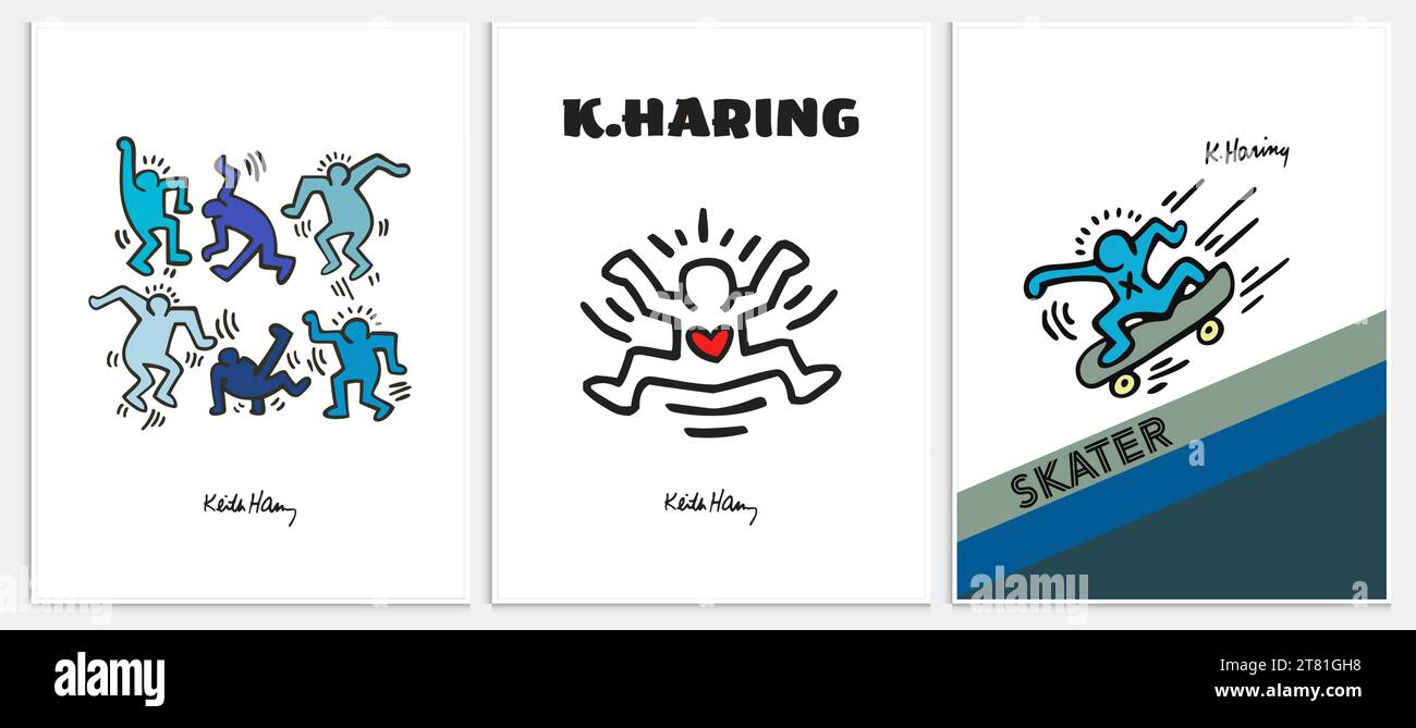 Contains Abstract Art Set in Keith Haring Style, Modern Art Collection ...