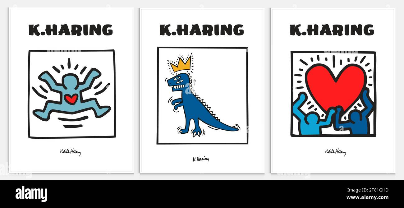 Contains Abstract Art Set in Keith Haring Style, Modern Art Collection ...