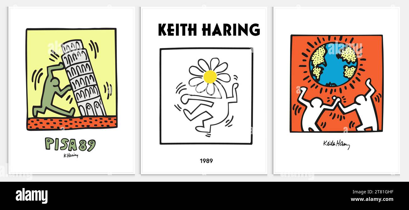 Contains Abstract Art Set in Keith Haring Style, Modern Art Collection ...