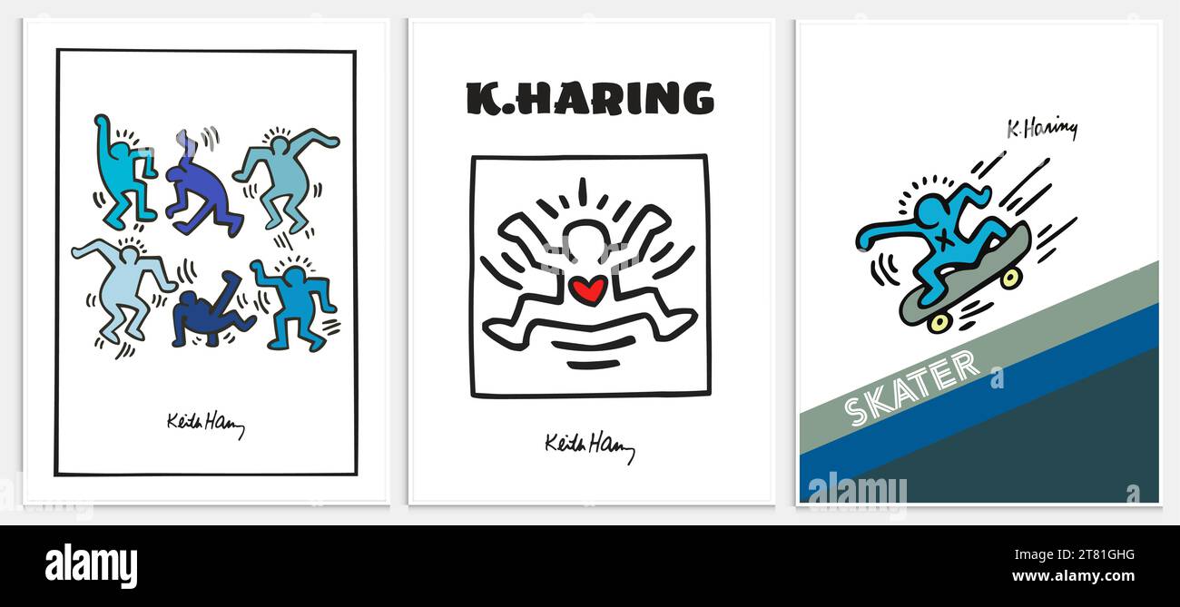 Contains Abstract Art Set in Keith Haring Style, Modern Art Collection ...