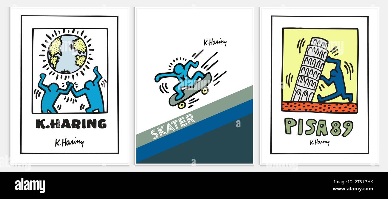 Contains Abstract Art Set in Keith Haring Style, Modern Art Collection ...