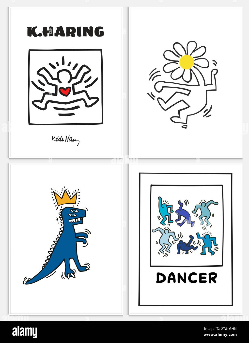 Contains Abstract Art Set in Keith Haring Style, Modern Art Collection ...