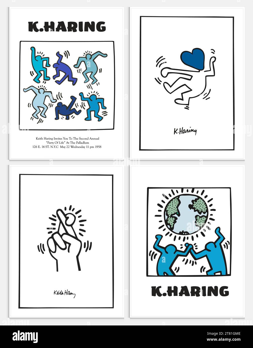 Contains Abstract Art Set in Keith Haring Style, Modern Art Collection ...
