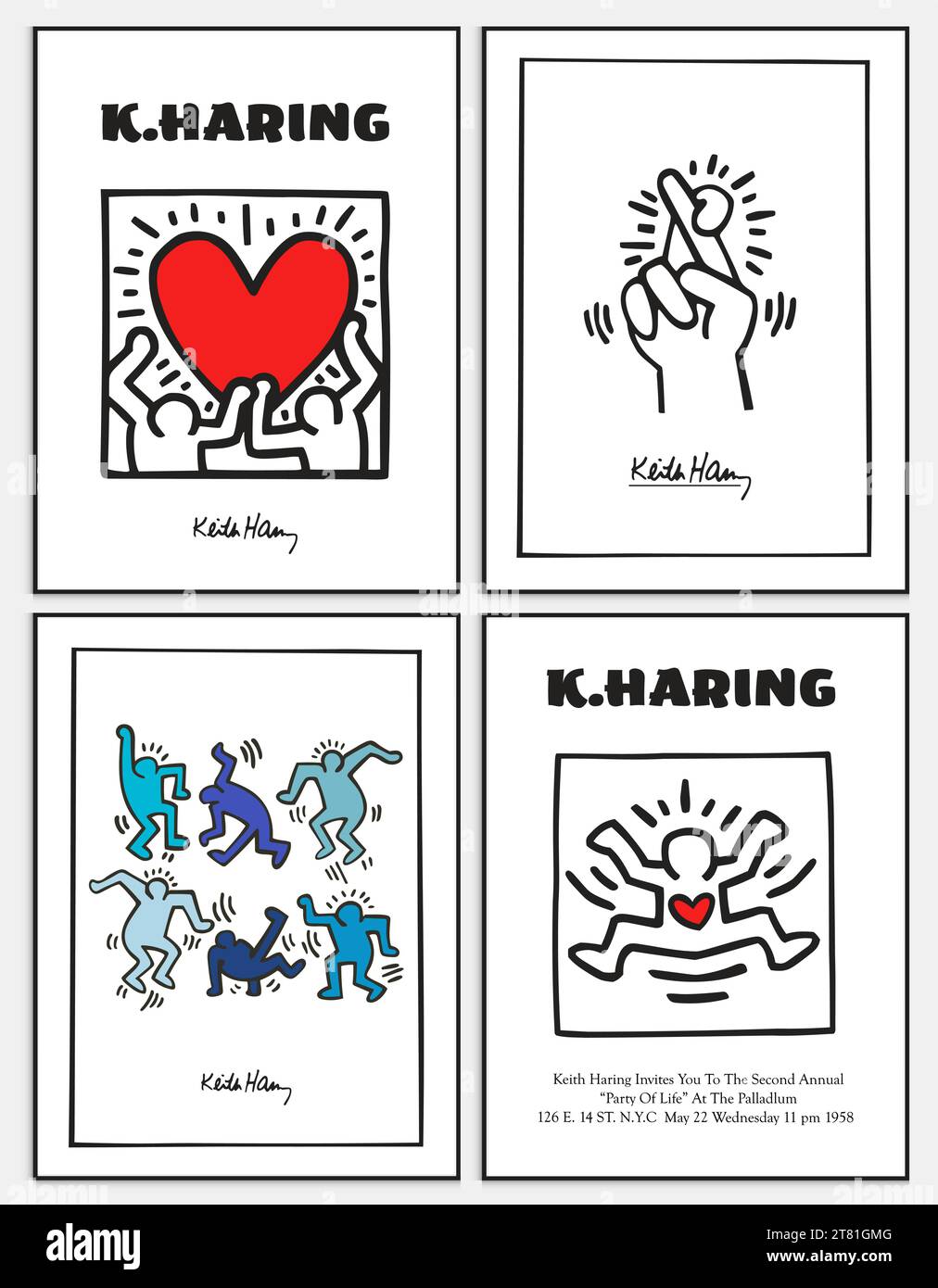 Contains Abstract Art Set in Keith Haring Style, Modern Art Collection ...