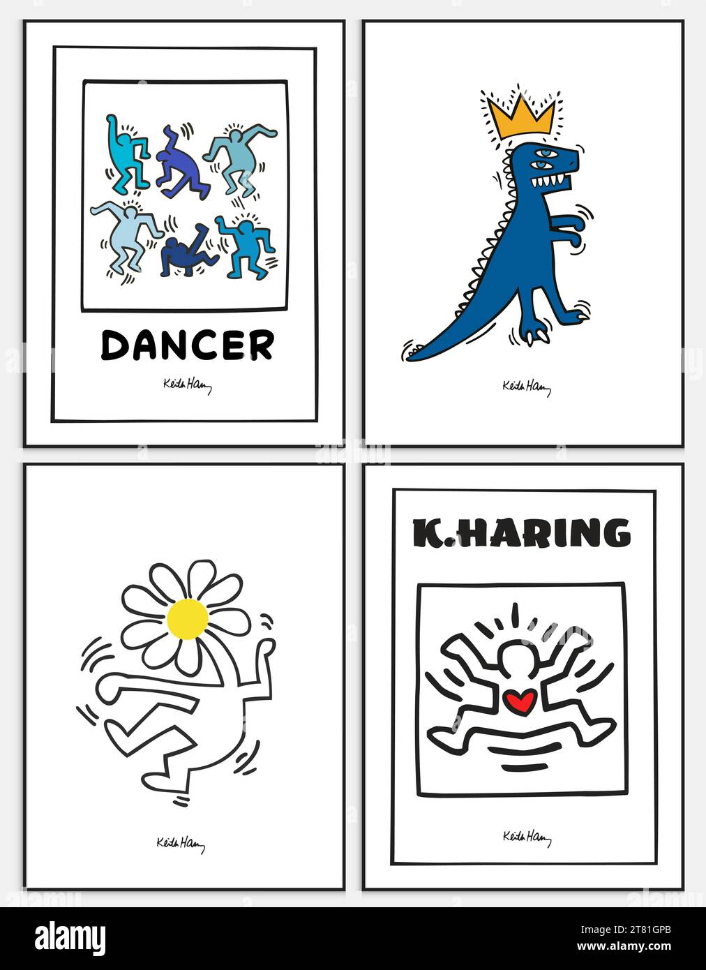 Contains Abstract Art Set in Keith Haring Style, Modern Art Collection ...