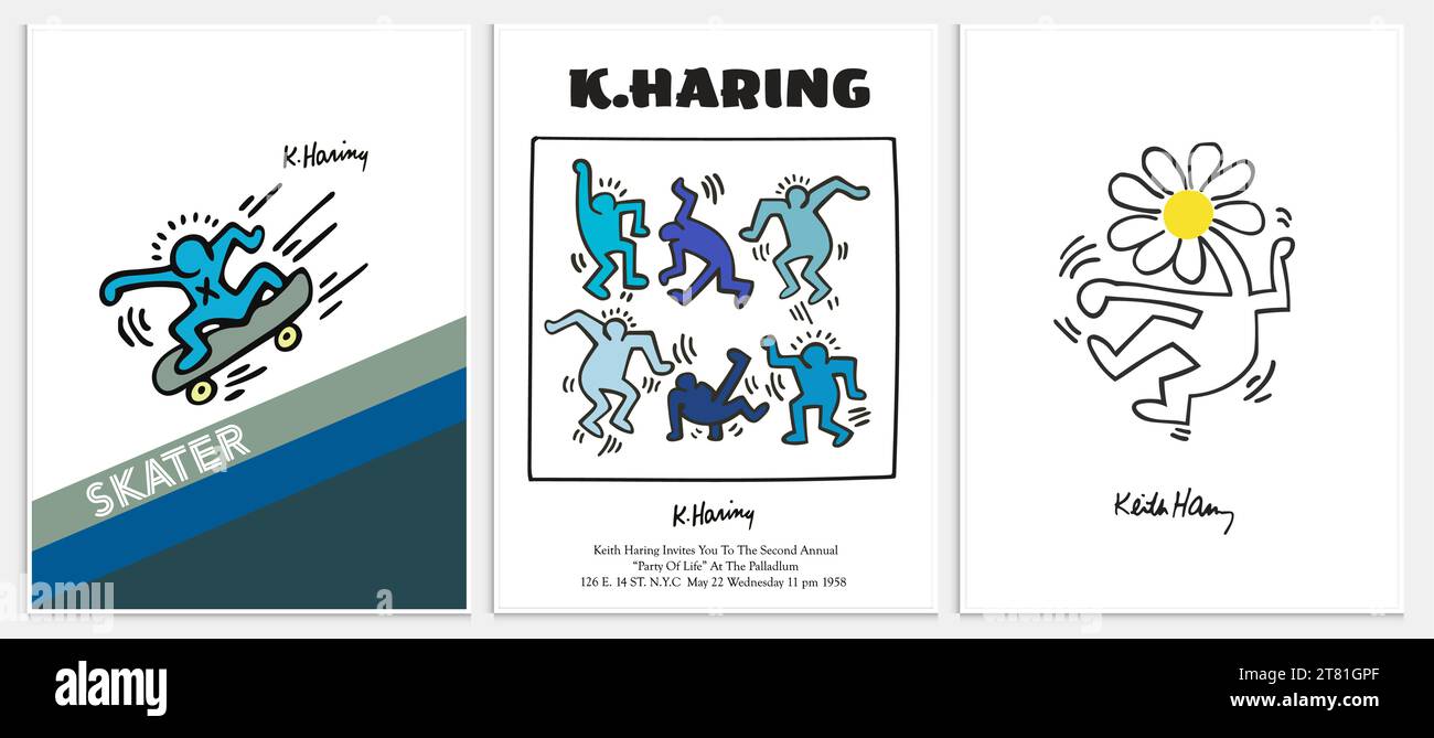 Contains Abstract Art Set in Keith Haring Style, Modern Art Collection ...