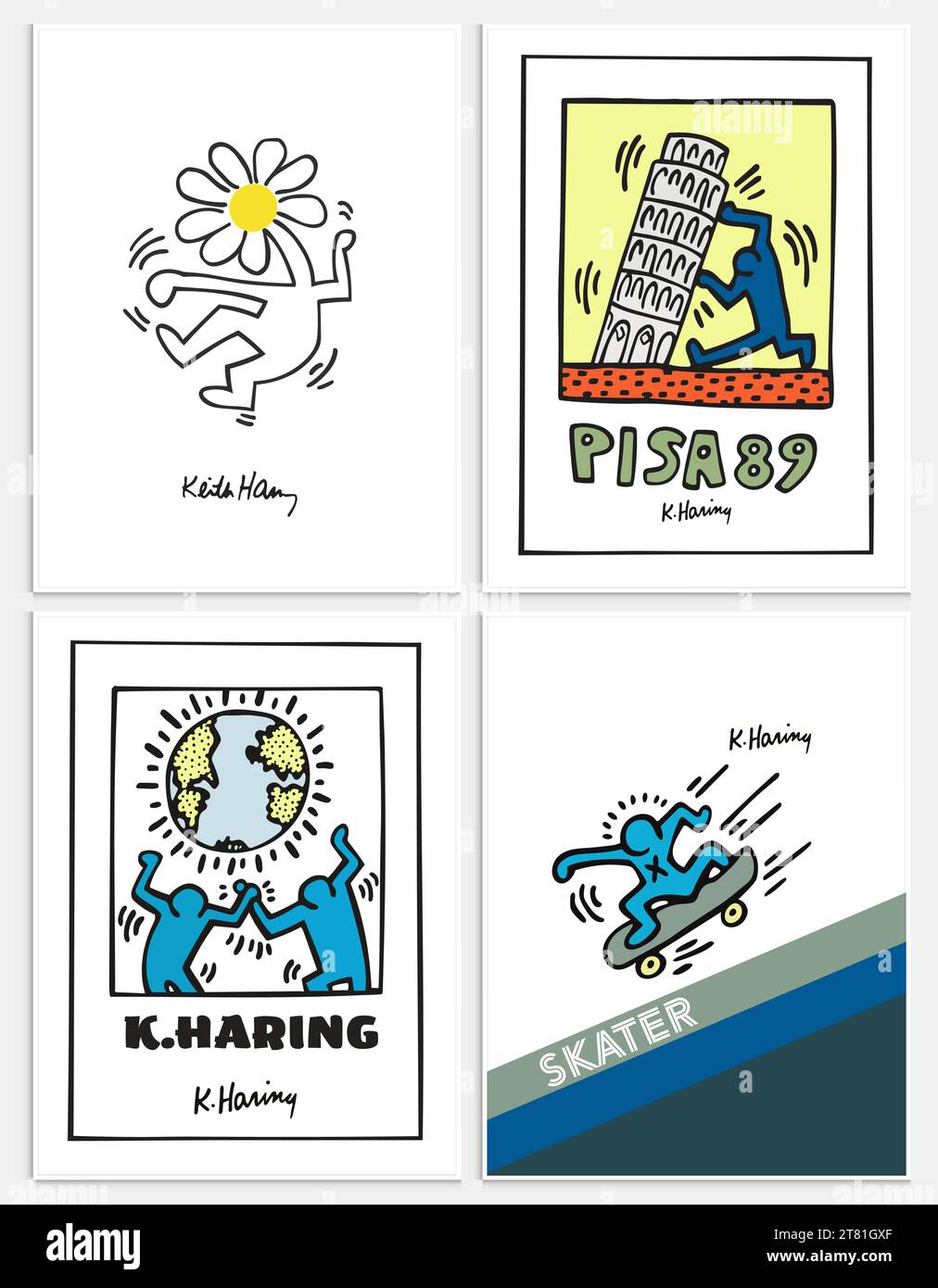 Contains Abstract Art Set in Keith Haring Style, Modern Art Collection ...