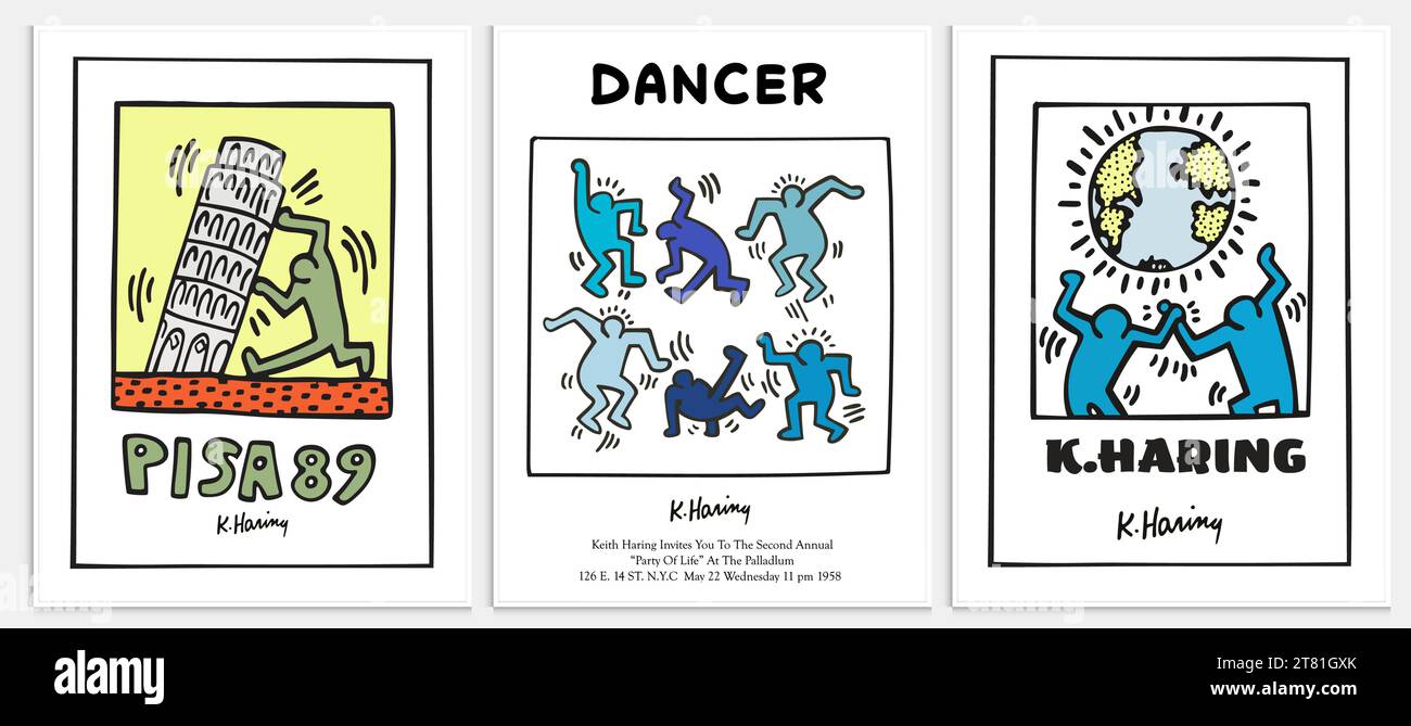 Contains Abstract Art Set in Keith Haring Style, Modern Art Collection ...