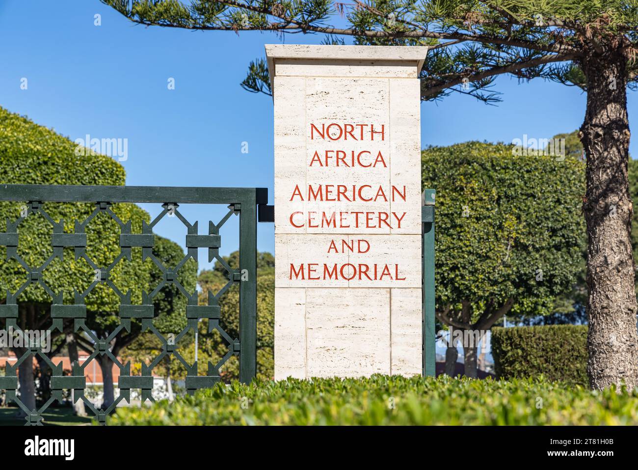 North Africa American Cemetery, Carthage, Tunis, Tunisia. Entrance to ...