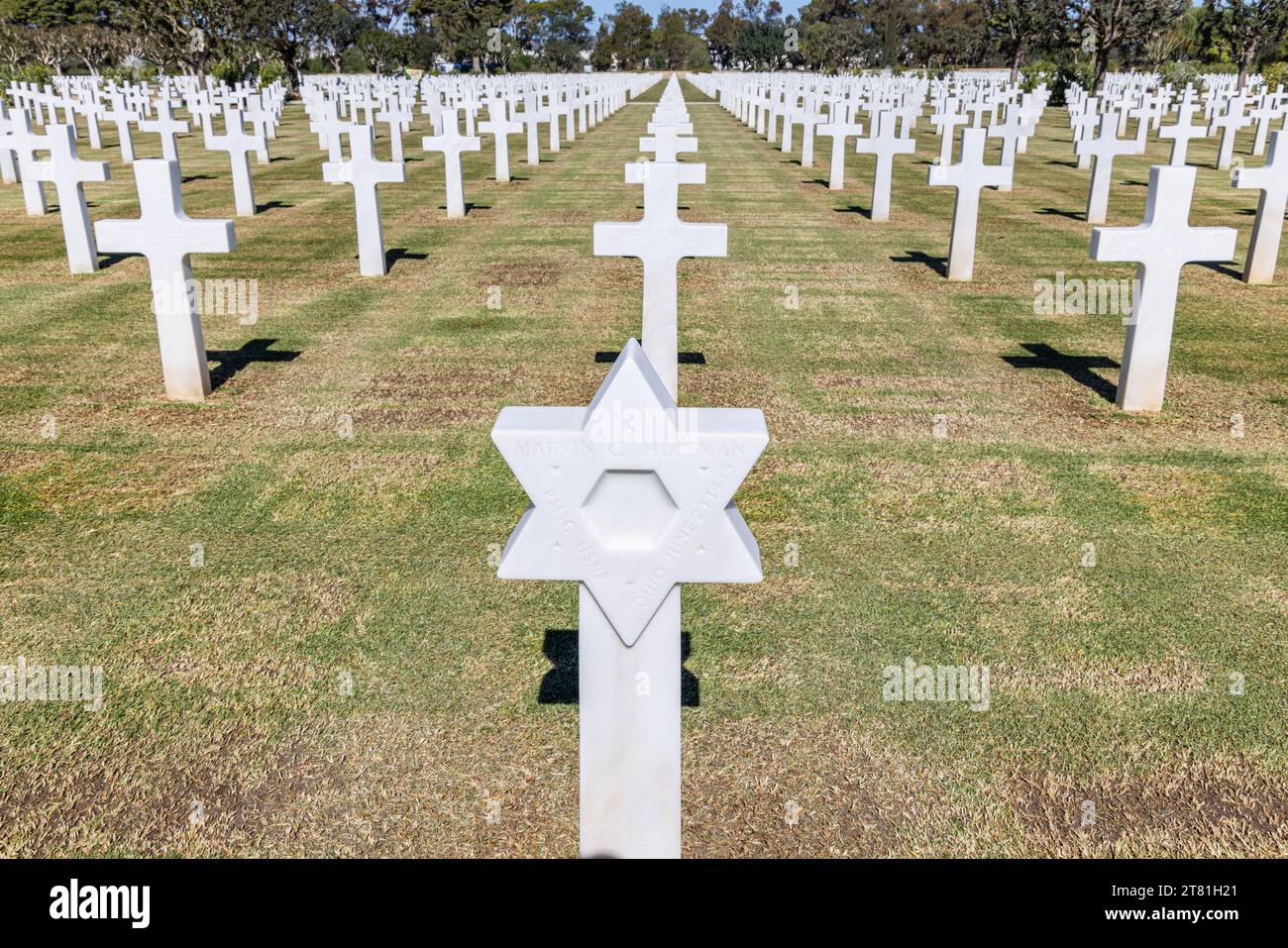 North Africa American Cemetery, Carthage, Tunis, Tunisia. Star of David ...