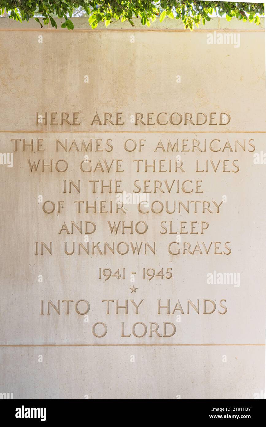 North Africa American Cemetery, Carthage, Tunis, Tunisia. Memorial ...