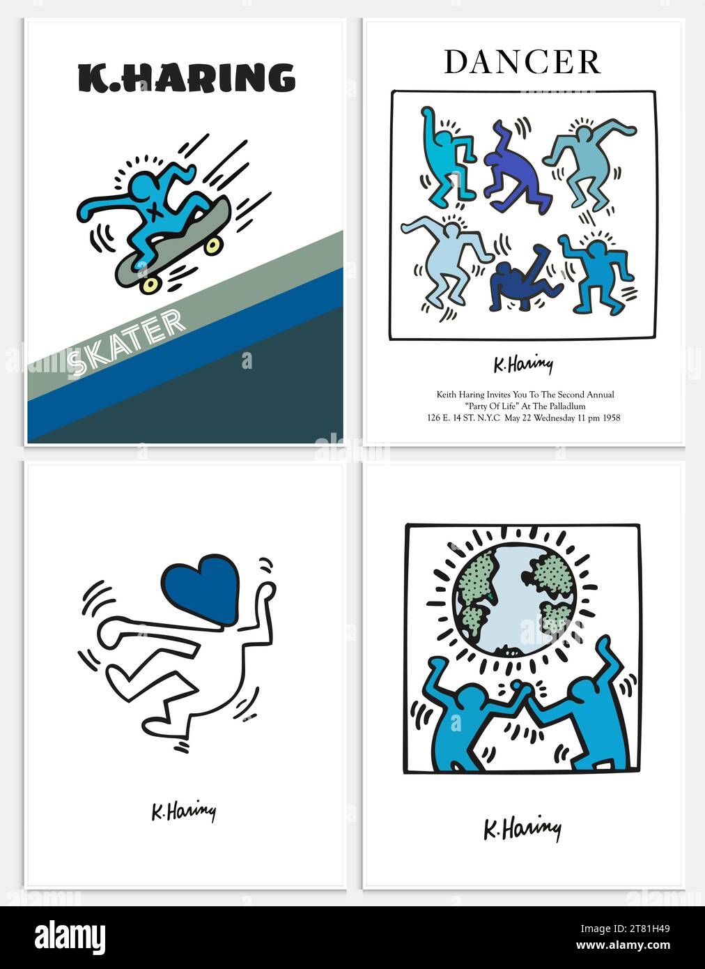 Contains Abstract Art Set in Keith Haring Style, Modern Art Collection ...