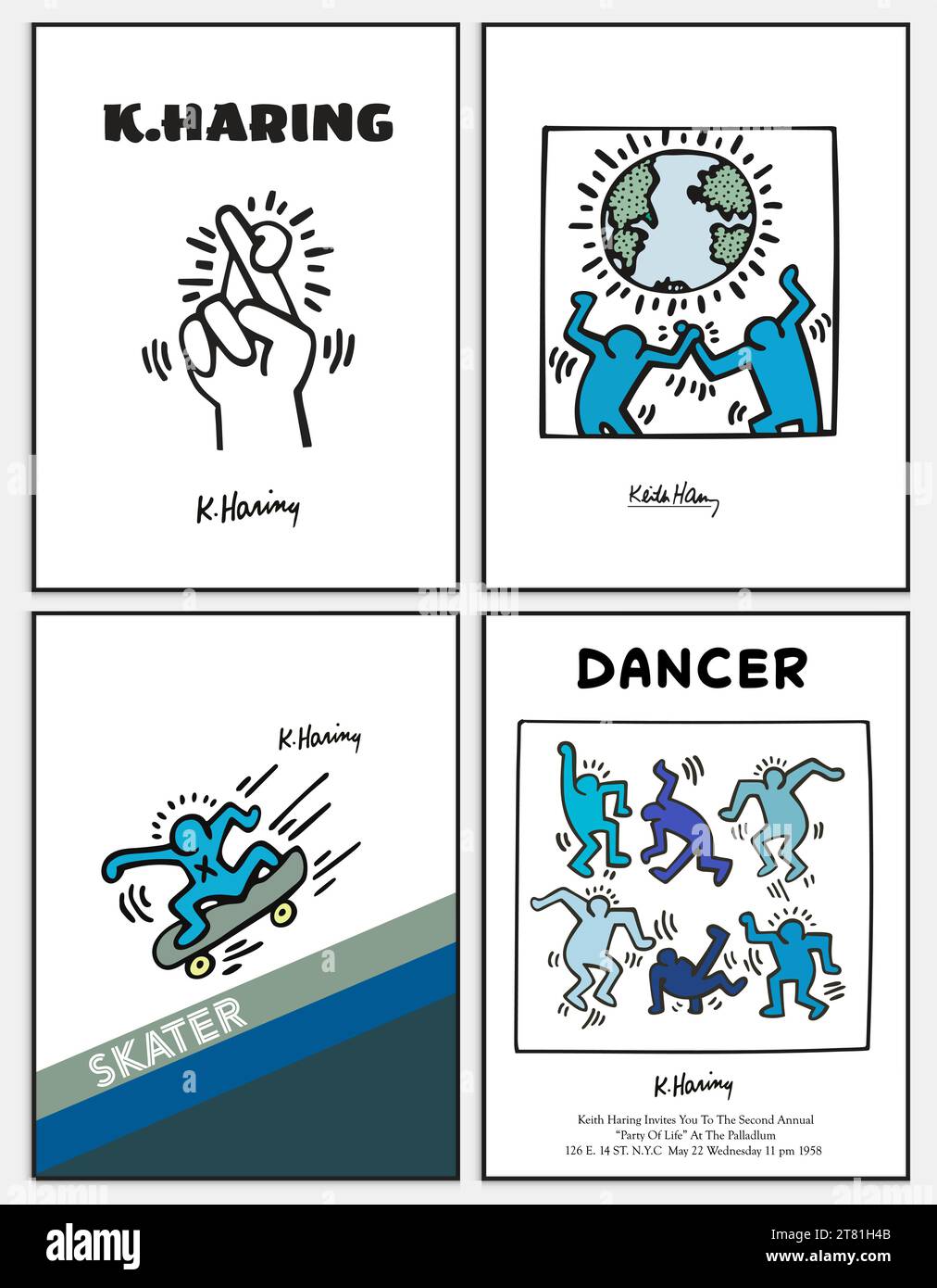 Contains Abstract Art Set in Keith Haring Style, Modern Art Collection ...