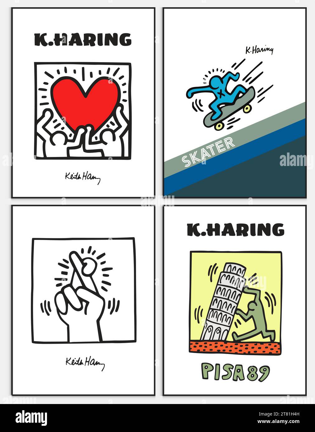 Contains Abstract Art Set in Keith Haring Style, Modern Art Collection ...