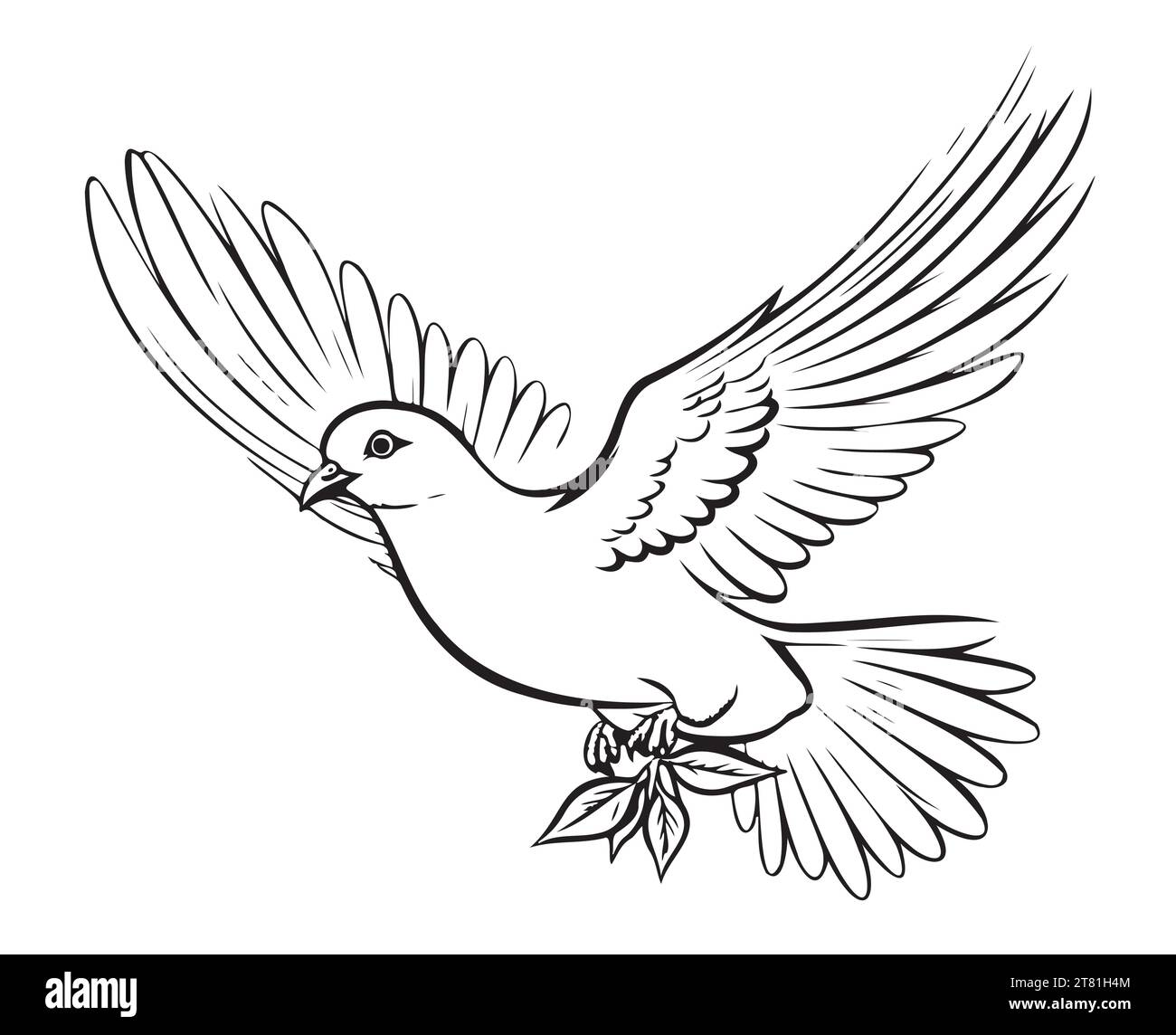 Dove with olive branch engraving Stock Vector Images - Alamy