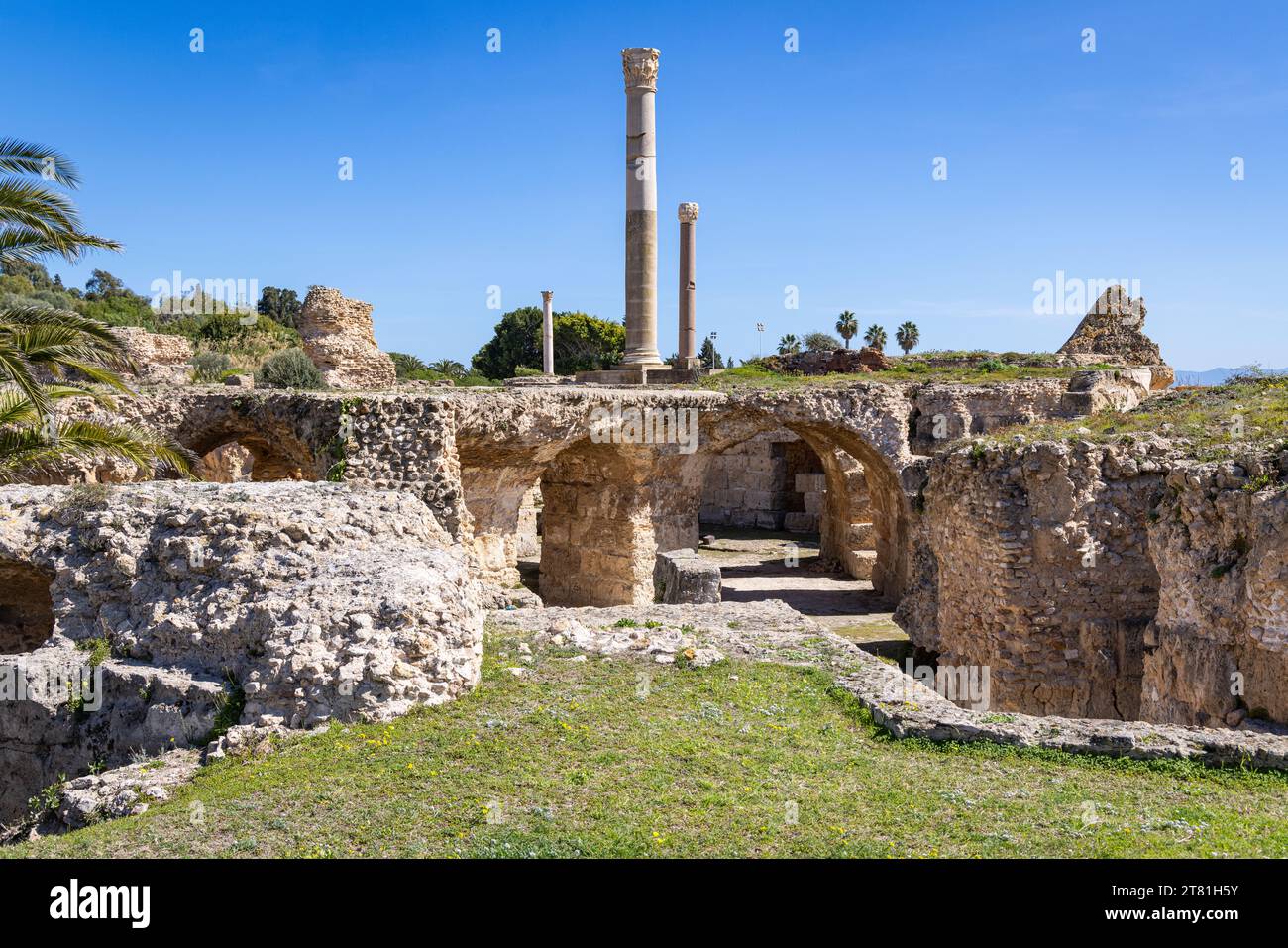 Baths of Antoninus, Carthage, Tunis, Tunisia. Roman ruins of the Baths ...