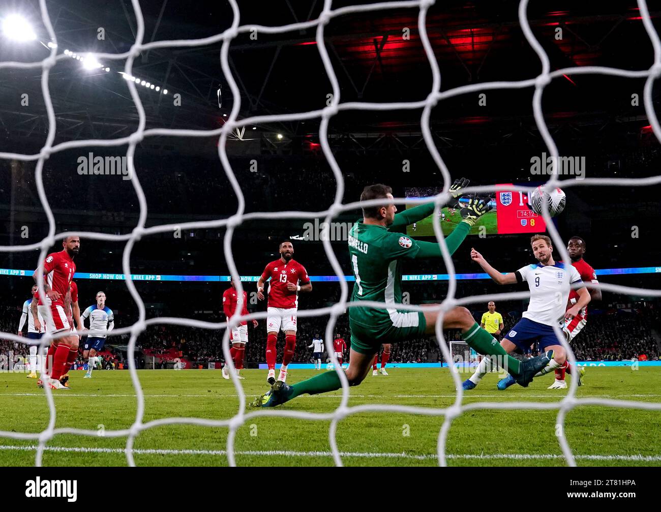 England's Harry Kane scores their side's second goal of the game during ...
