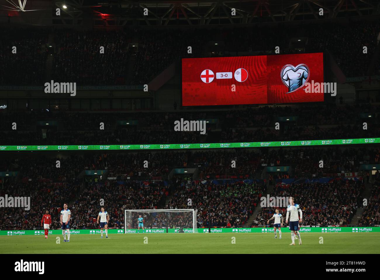 London, UK. 17th Nov, 2023. The scoreboard scores 3-0 before it was put ...
