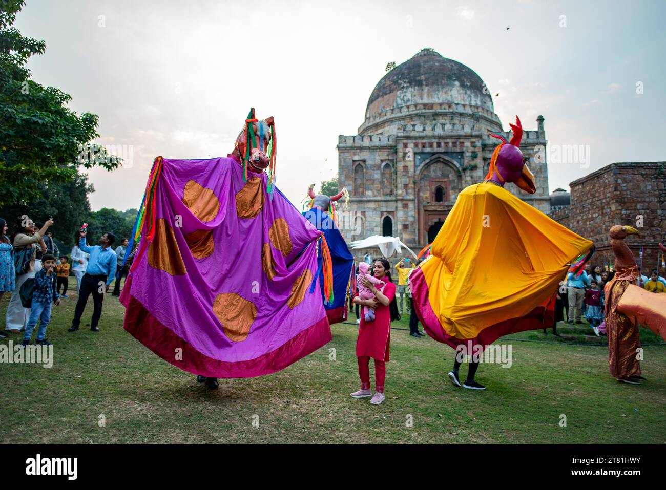 New Delhi, India. 17th Nov, 2023. The giant puppet parade passes in ...