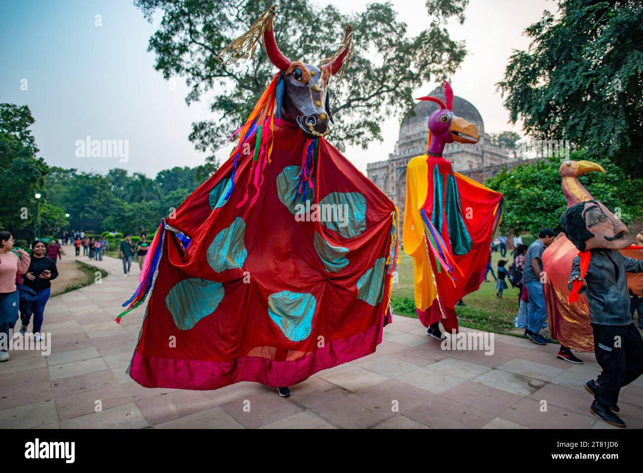 New Delhi, India. 17th Nov, 2023. The giant puppet parade passes in ...