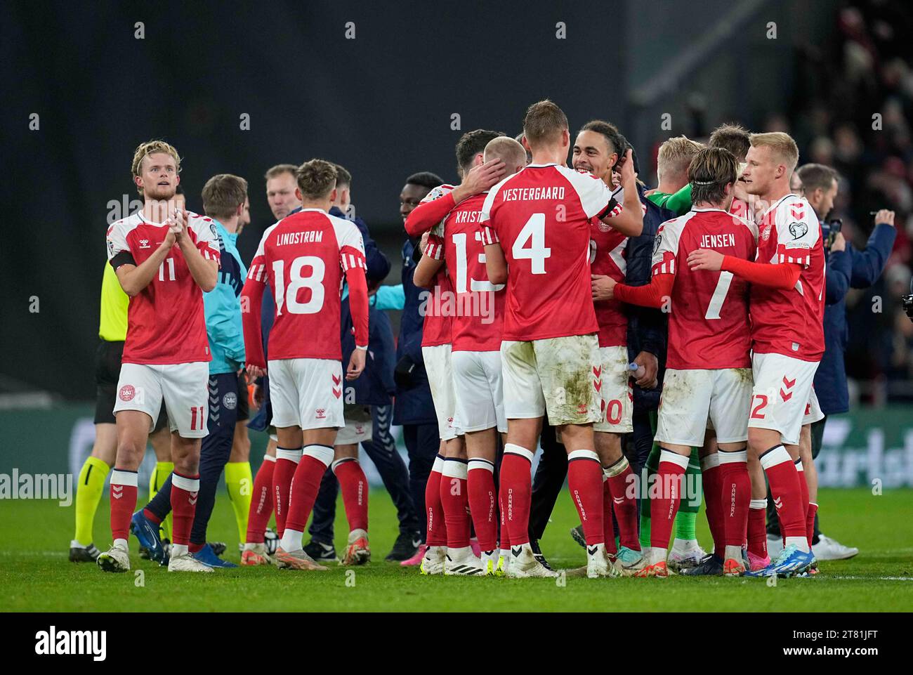 Parken, Copenhagen, Denmark. 17th Nov, 2023. Yussuf Poulsen (Denmark ...