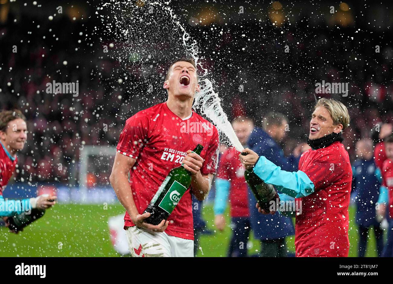 November 17 2023: Jannik Vestergaard (Denmark) post game celebration ...