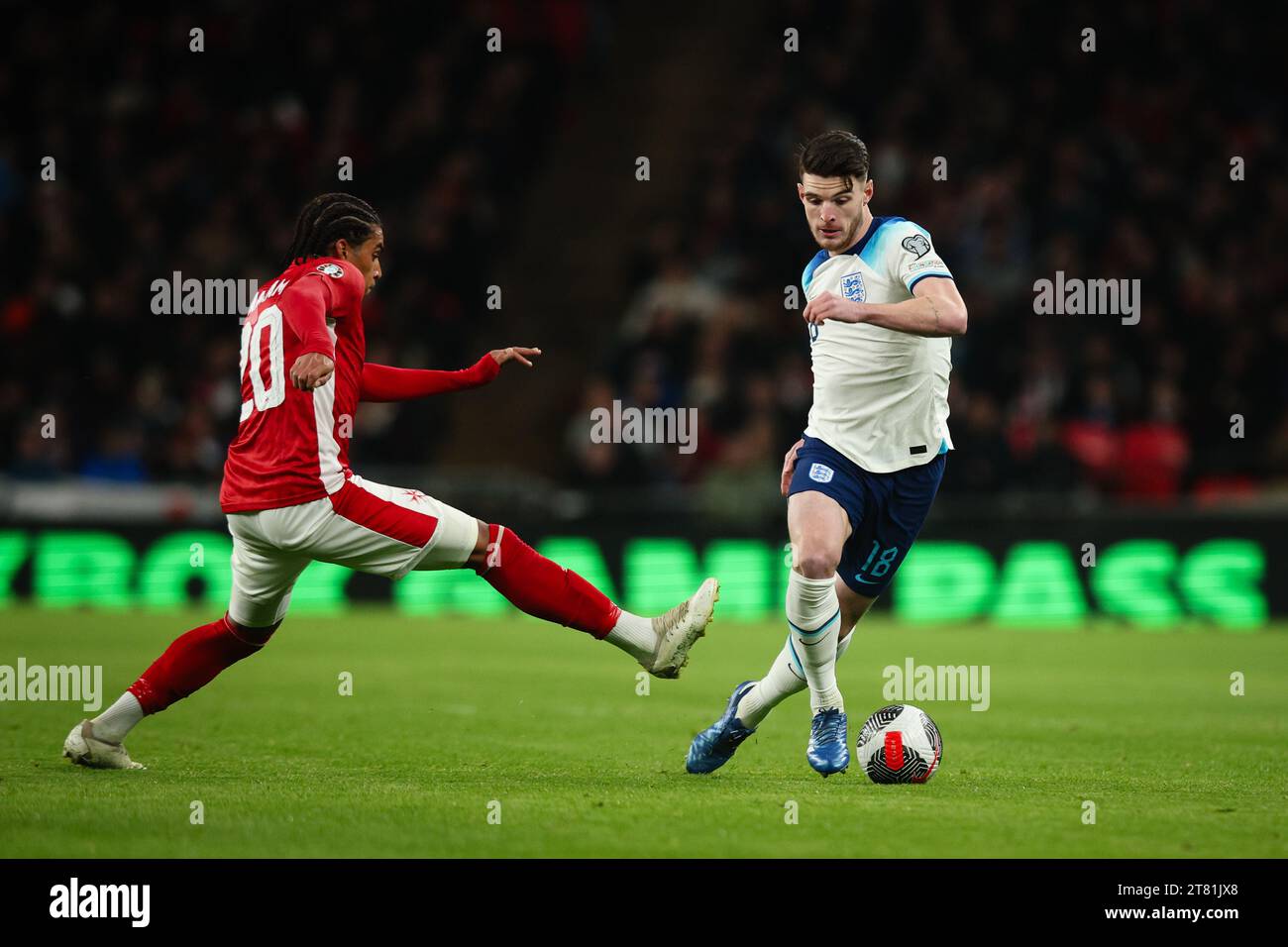 LONDON, UK - 17th Nov 2023: Declan Rice of England in action during the ...