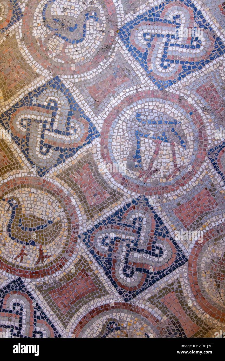 Baths of Antoninus, Carthage, Tunis, Tunisia. Tile mosaic floor at the ...