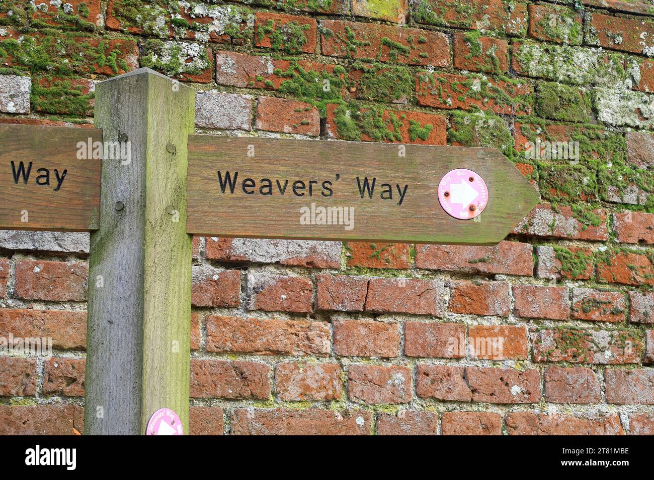 Signpost showing the Weavers Way public footpath Stock Photo - Alamy